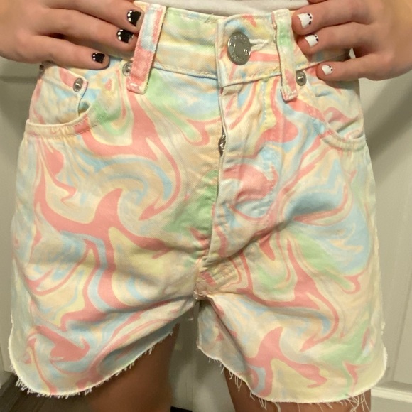 Zara | Shorts | Zara Jean Shorts Retro Pastel Colors 4 | Poshmark